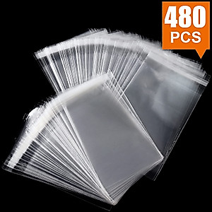 480 PCS Clear Resealable Cellophane Bags 2 Sizes with 180 PCS 3.5×5 Inches, 300 PCSS 4×6 Inches Good for Bakery, Snacks, Candle, Soap, Cookie, Cards.