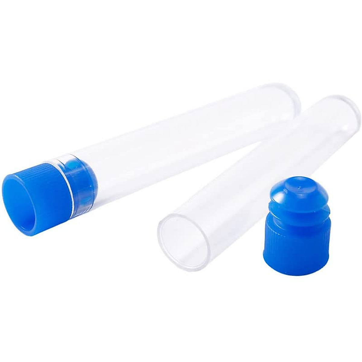 10Pcs 7x100mm Test Tubes with Blue Caps Clear Plastic Test Tubes Set for Halloween, Christamas, Scientific Themed Kids Birthday Party Supplies, Daily Storage Home Storage Box Sealed Bottle