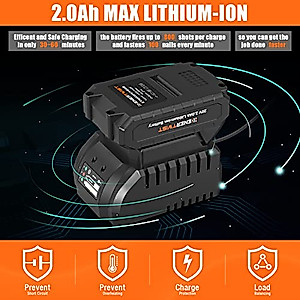 ENERTWIST 20V Cordless Brad Nailer 18 Gauge Nail Gun Battery Powered Including 2.0Ah Li-ion Battery 2 in 1 Cordless Nail/Staple Gun w/Lithium-Ion Battery for Upholstery, Carpentry,Woodworking