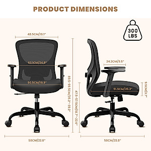 Razzor Office Chair Ergonomic Desk Chair with Adjustable Lumbar Support, Swivel Comfy Computer Chair Heavy Duty Executive Chair for Home Office
