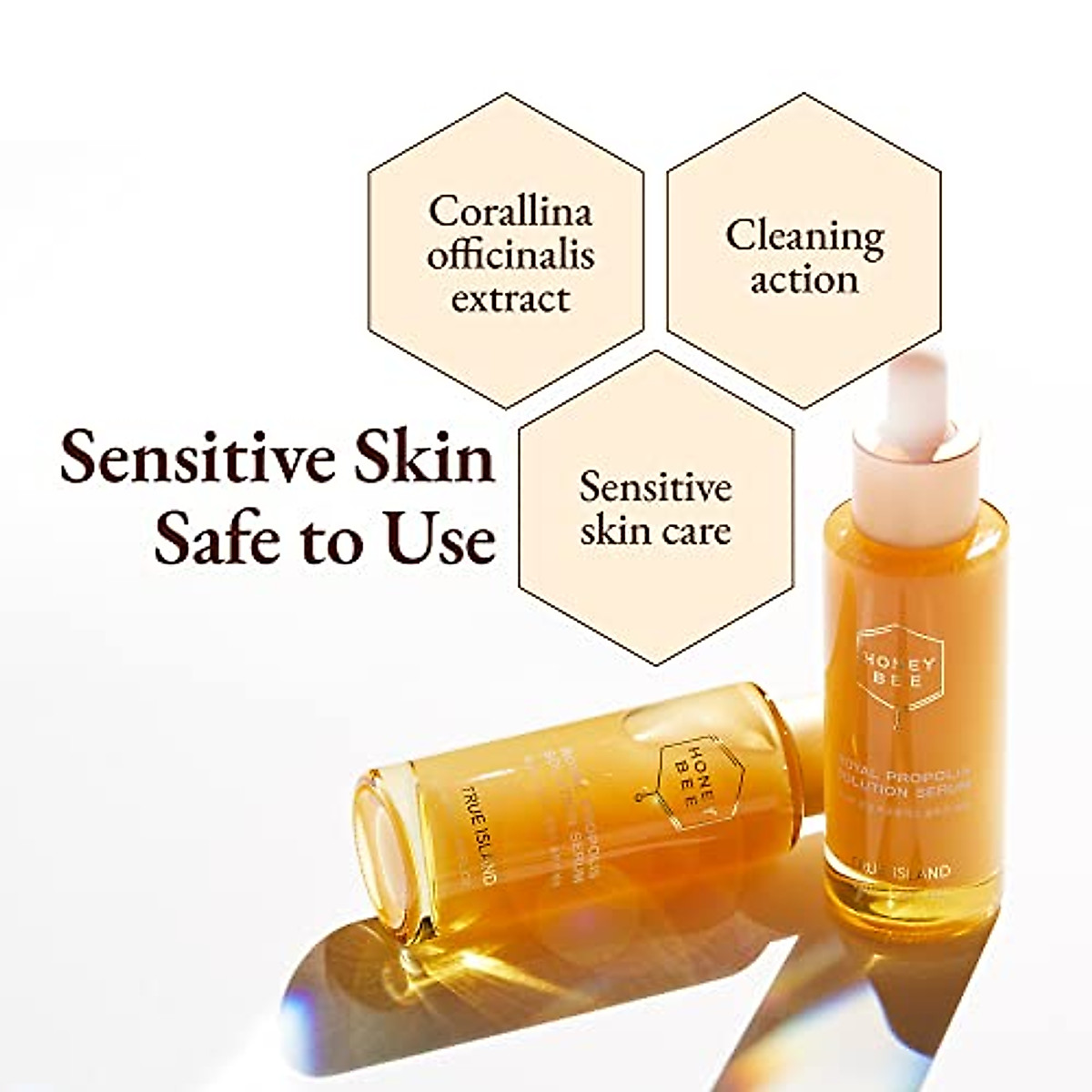 TRUE ISLAND Honey Bee Royal Propolis Serum | Korean Face Serum for Dry Skin & Sensitive Skin | Hydrating Serum for Face Skin Care | Korean Essence for Face Beauty Serum (Pack of 1, 1.35 Fl. oz)