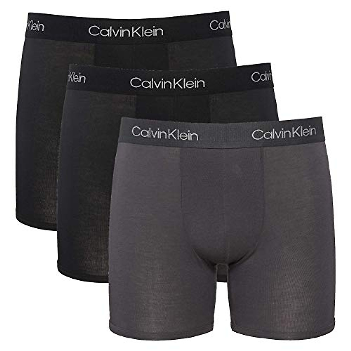 Calvin Klein Men's 3-Pack Cotton Modal Boxer Briefs - Black/Grey/Black - Medium