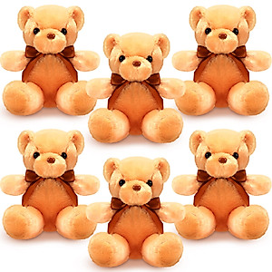 HyDren 6 Pcs Bears Bulk Stuffed Animal Small Bears Baby Shower Bears Plush Toys Employee Appreciation Easter Graduation Gifts(Brown, Short Plush)
