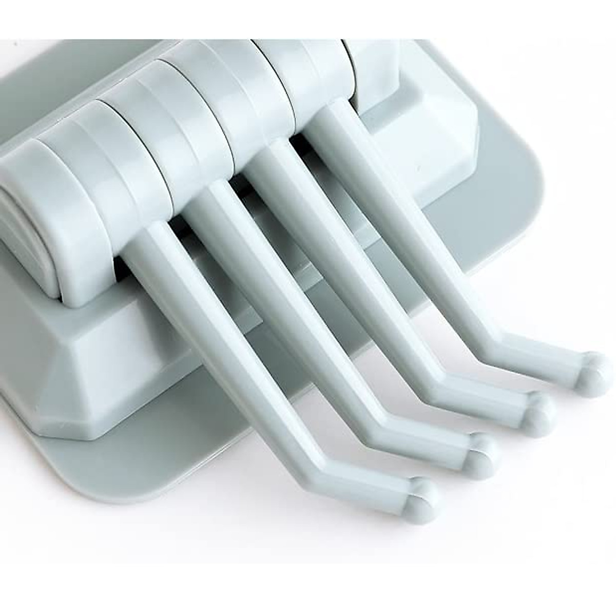 Fineget Wall Hooks for Hanging Towel Adhesive Bathroom Kitchen Hooks 4 Rotatable Arms Rectangle Sticky Hooks Grey 2 Pairs