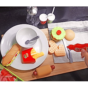 U DREAM Pretend Play Food Sets, Building Toy Burger Playset, Play Kitchen Accessories, Realistic Sandwiches.