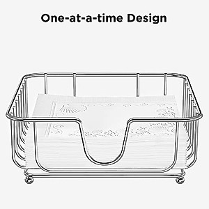 GMFINE Napkin Holder for Table, Napkin Holders for Paper Napkins, Flat Metal Black Napkin Holders for Kitchen & Dining Table, 6.9" x 6.9" x 2.2" Inside Size (Chrome)