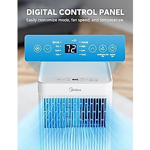 Midea 10,000 BTU ASHRAE (7,100 BTU SACC) Portable Air Conditioner Smart Control, Cools up to 300 Sq. Ft., with Dehumidifier & Fan mode, Easy- to-use Remote Control & Window Installation Kit Included