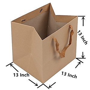 DraDraLee Brown Kraft Paper Gift Shopping Handle Bags for Package 13x13x13inch