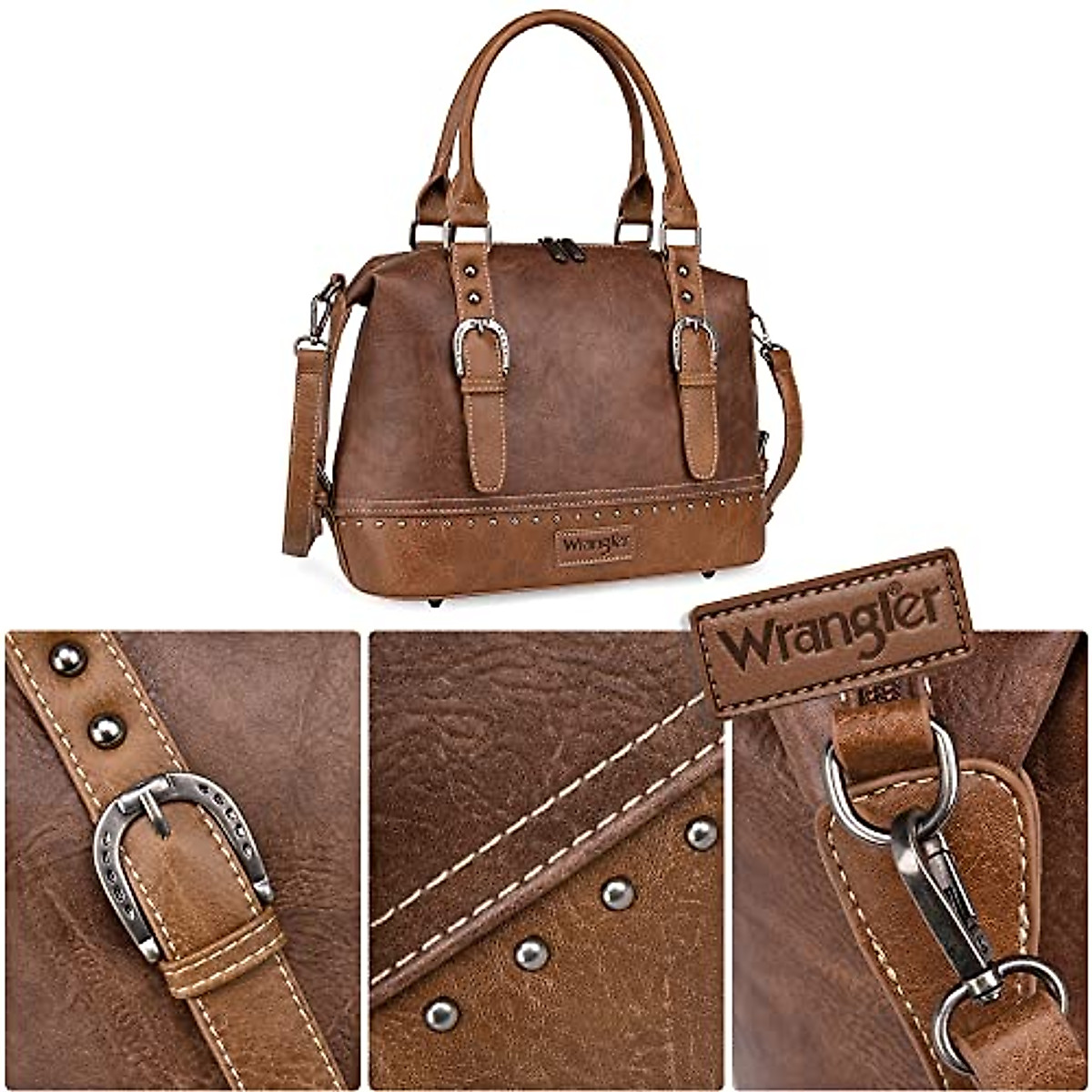 Wrangler Hobo Crossbody Bag Top Handle Small Satchel Purse Shoulder Handbag with Smooth Leather for Women,B2B-WG48-S5110BR