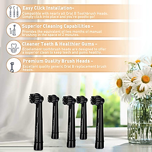 ecoELEMENT Electric Toothbrush Replacement Heads - Compatible with Oral B Black Replacement Heads for Adults Aged 16+, Pack of 8 Recyclable Charcoal Brush Heads for Oral Hygiene, Black