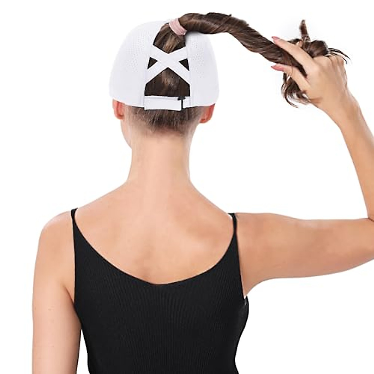 2 Pieces Criss Cross Ponytail Hats for Women Baseball Cap Summer Bun Hat Mesh Outdoor Trucker Dad Running Sports Hats
