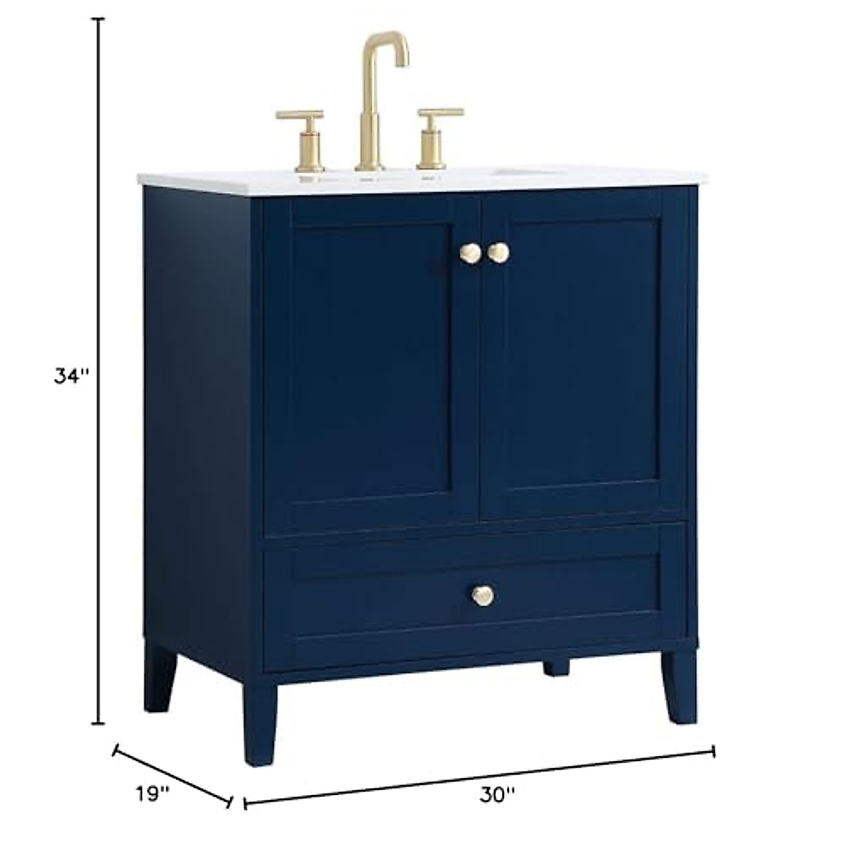 Elegant Kitchen and Bath 30 inch Single Bathroom Vanity Cabinet - Blue