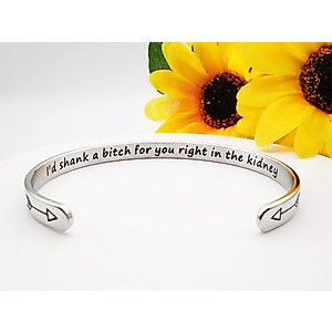 Inspirational Bracelets for Women Personalized Jewelry Gifts Cuff Bracelet with Sayings Motivational Bracelet with Hidden Message Engraved Bangles for Best Friend/Mom/Daughter, M, Stainless Steel,