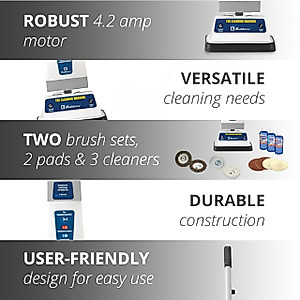 Koblenz Shampooer and Polisher, Floor Shampooer and Polisher, Hard Floor Cleaner, Carpet Cleaning Machine with Scrubbing Brushes, Polishing Pads, and Carpet Shampoo, 3 Speeds, Blue/Gray (P-820 BA)