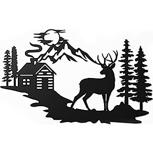 Vivegate Deer Wall Decor – 17.5”X11” Deer Decorations for Home Rustic Forest Wall Decor Deer Pictures Cabin Bathroom Wildlife Metal Wall Art