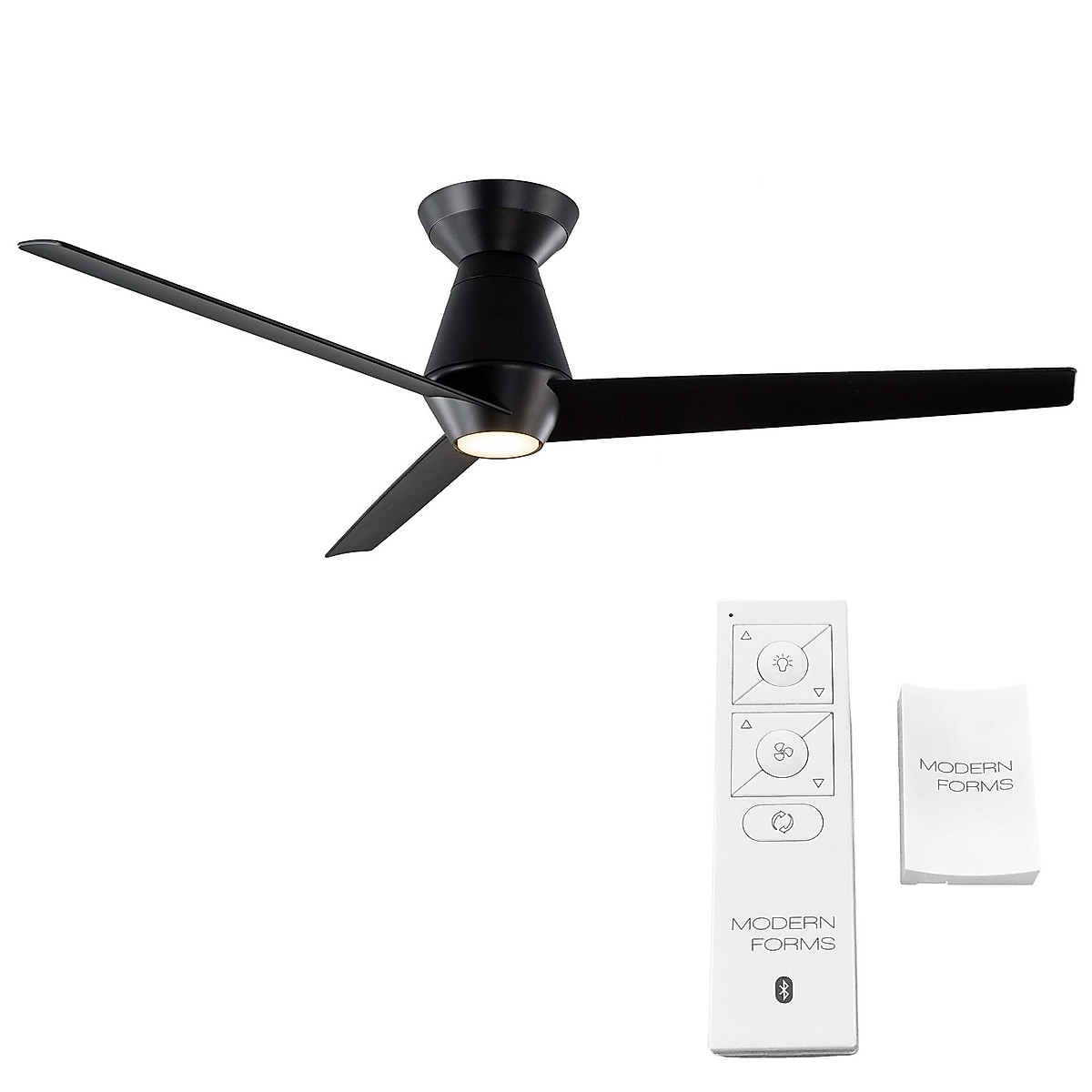 Slim Smart Indoor and Outdoor 3-Blade Flush Mount Ceiling Fan 52in Matte Black with 2700K LED Light Kit and Remote Control works with Alexa, Google Assistant, Samsung Things, and iOS or Android App