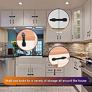 Cabinet Locks for Babies (6 Pack) Child Locks for Cabinets, Fridge, Drawers, Toilet, Baby Proofing Cabinet Locks 3M Adhesive No Drilling Adjustable Child Safety Strap Locks (Black)