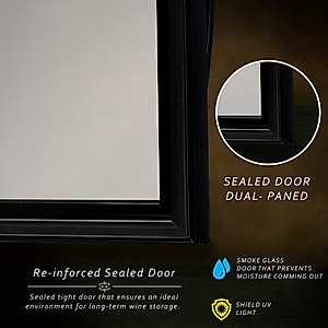 NutriChef 34 Bottle Compressor Wine Cooler Refrigerator Cooling System | Large Freestanding Wine Cellar Fridge For Red And White Champagne or Sparkling, Black Glass Door