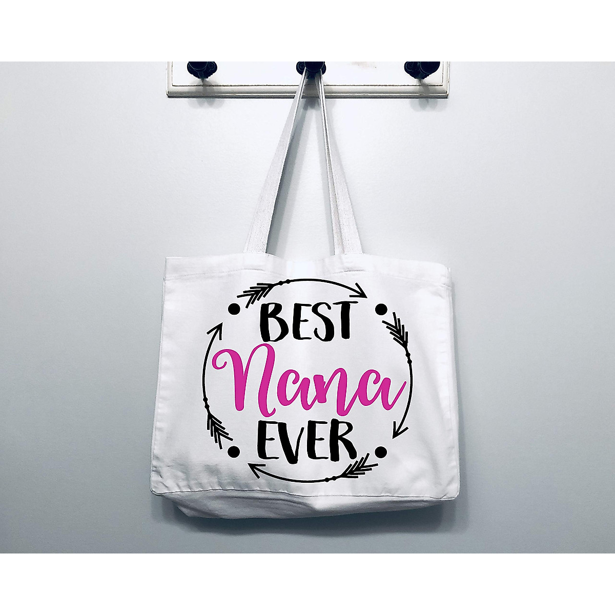 COCOVICI Nana Tote Bag | Grandma Gifts | Nana Gifts | Nana Christmas Gift | Christmas Gift from Grandkids (Best Nana Ever Pink/Black Font)
