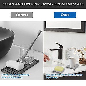 4 Pack Water Absorbent Diatomite Coasters, Instant Dry Sink Organizer Water Absorbing Stone Tray Diatomaceous Earth Soap Dish Toothbrush Holder Stone Drying Mat for Bathroom Kitchen Sink Countertop