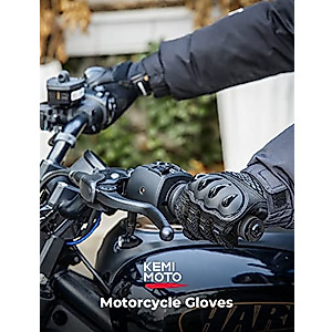 KEMIMOTO Men’s Motorcycle Gloves Touchscreen Dirt Bike Gloves Hard Knuckle Motorcycle Gloves for Men Women Motorcycle Riding Gloves Biker Gloves for Motorcycle Racing BMX ATV MTB Cycling (M, Black)