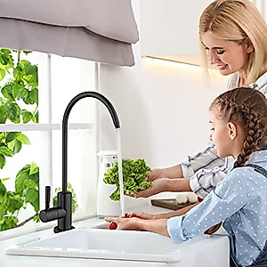 Kitchen Water Filter Faucet(2022NEW)100% Lead-Free Drinking Water Faucet Fits Most Reverse Osmosis Units or Water Filtration System in Non-Air Gap, Stainless Steel 304 Body(Matte Black)