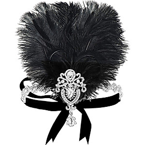 BABEYOND Women's Ostrish Feather Crystal Headband Feather Headband Flapper Headpiece 1920s