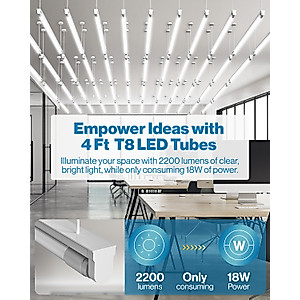 Sunco 30 Pack T8 LED Tubes 4FT Fluorescent Replacement, 48 Inch, 18W, 2200LM, 5000K Daylight, Single Ended Power, Type B, Ballast Bypass, Frosted Lens UL