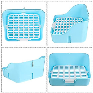 Ipetboom Box Animals Guinea Ferret/Silk Ferret Pig Pigs Corner Poop Pig/Hamster Bunny Tray Litter Cage Rabbit Pad for Animal Training Pet with Toilet Bedding Blue Golden Small Urinal