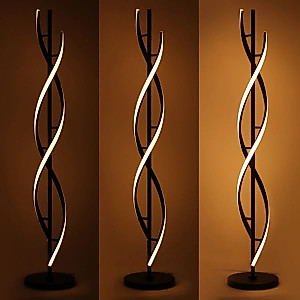 ADISUN 40W LED Remote Control Dimmable Spiral Indoor Tall Floor Lamp for Living Rooms Family Rooms Bedrooms Offices Lighting (Black)