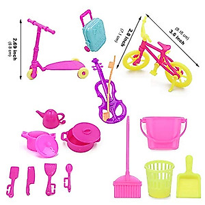 EuTengHao 89Pcs Doll Clothes and Accessories for 11.5 Inch Girl Dolls Set Include 10 Different Party Grown Outfits for Girl Doll, 77 Doll Accessories,1 Handmade Wedding Doll Dress and 1 Mermaid Dress