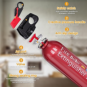 4 * 620ml Fire Extinguisher for Vehicle, Water-Based Car Fire Extinguisher, Fire Extinguishers for Home Truck Boat Kitchen Emergency Supplies