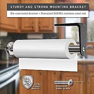 LKKL Paper Towel Holder Under Cabinet, Easy Tear Paper Towel Holder Wall Mount Horizontally or Vertically for Kitchen Bathroom RV Work Sink, Under Counter Paper Roll Holder, Stainless Steel, Nickel