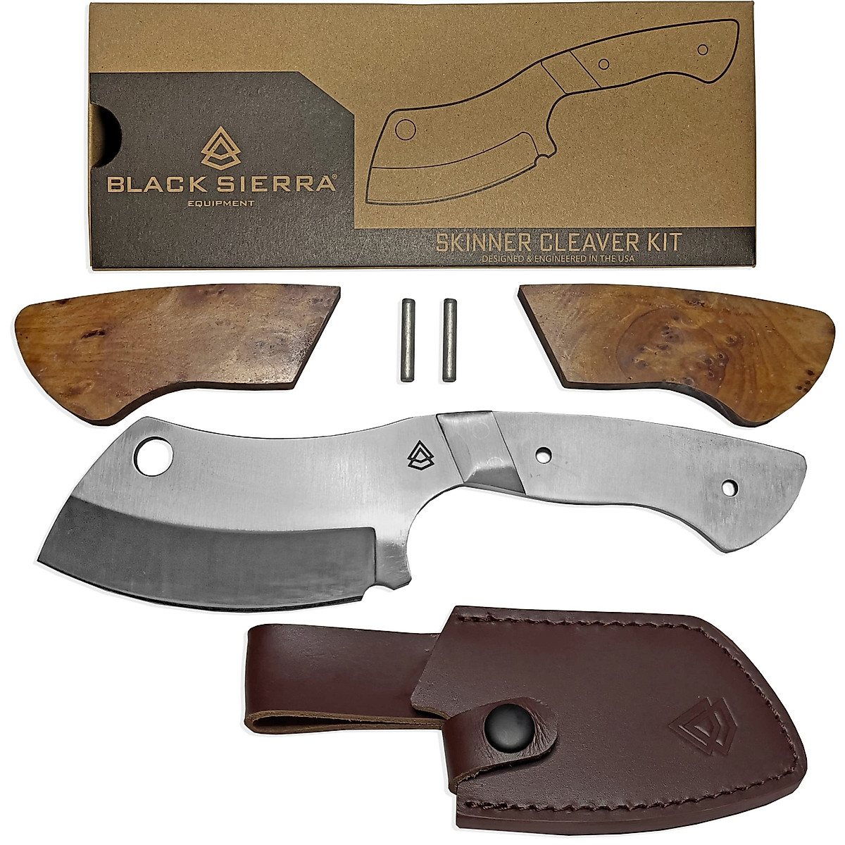 Black Sierra Equipment Knife Making Kit, Cleaver with Sheath, Cutlery for Camping & Hunting, Build Your Own Knives for Sports & Outdoors