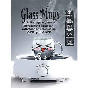 Glass Coffee Mugs Set Of 4 (200ml) Espresso Glass Cups Perfect For Milk, Latte, Tea, Cappuccino (Cute Cups)