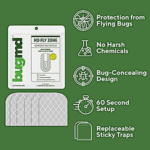 BugMD No Buzz Zone Refiller Pad (6 Refills) - Extra-Strong Adhesive Traps, Indoor Insect Trap Refill, No Harsh Chemicals, Household Friendly, Fly Trap Refill, Flea Trap Refills, Bug Trapper