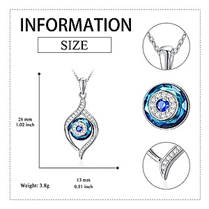 VONALA Evil Eye Necklace Sterling Silver Evil Eye Pendant Necklace for Women Blue Eyes Necklace Luck Amulet Ojo Turco Jewelry Gift for Women Daughter Mother