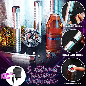 6 Sets LED Strobe Baton Light Bar Rechargeable Led Bottle Service Lights Reusable LED Champagne Bottle Handheld Light Topper for Bar Nightclub Concert Event Outdoor