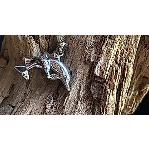 Jewelry Trends Sterling Silver Large Mother and Child Dolphin Pendant