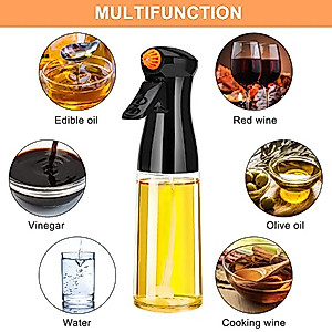 Oil Sprayer for Cooking - 210ml Glass Olive Oil Dispenser Bottle Spray Mister-Reusable Food Grade Oil Vinegar Spritzer Sprayer Bottles,kitchen Gadgets Accessories for Air Fryer,Salad Making,Baking,BBQ