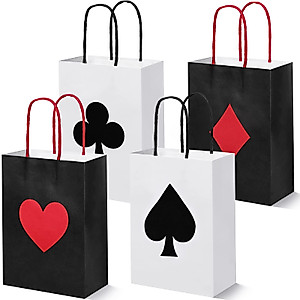 Outus 24 Pcs Casino Party Favor Gift Bags Casino Theme Party Supplies Las Vegas Poker Goody Treat Paper Bags for Casino Birthday Party Decor, 8.3 x 6 x 3 inches