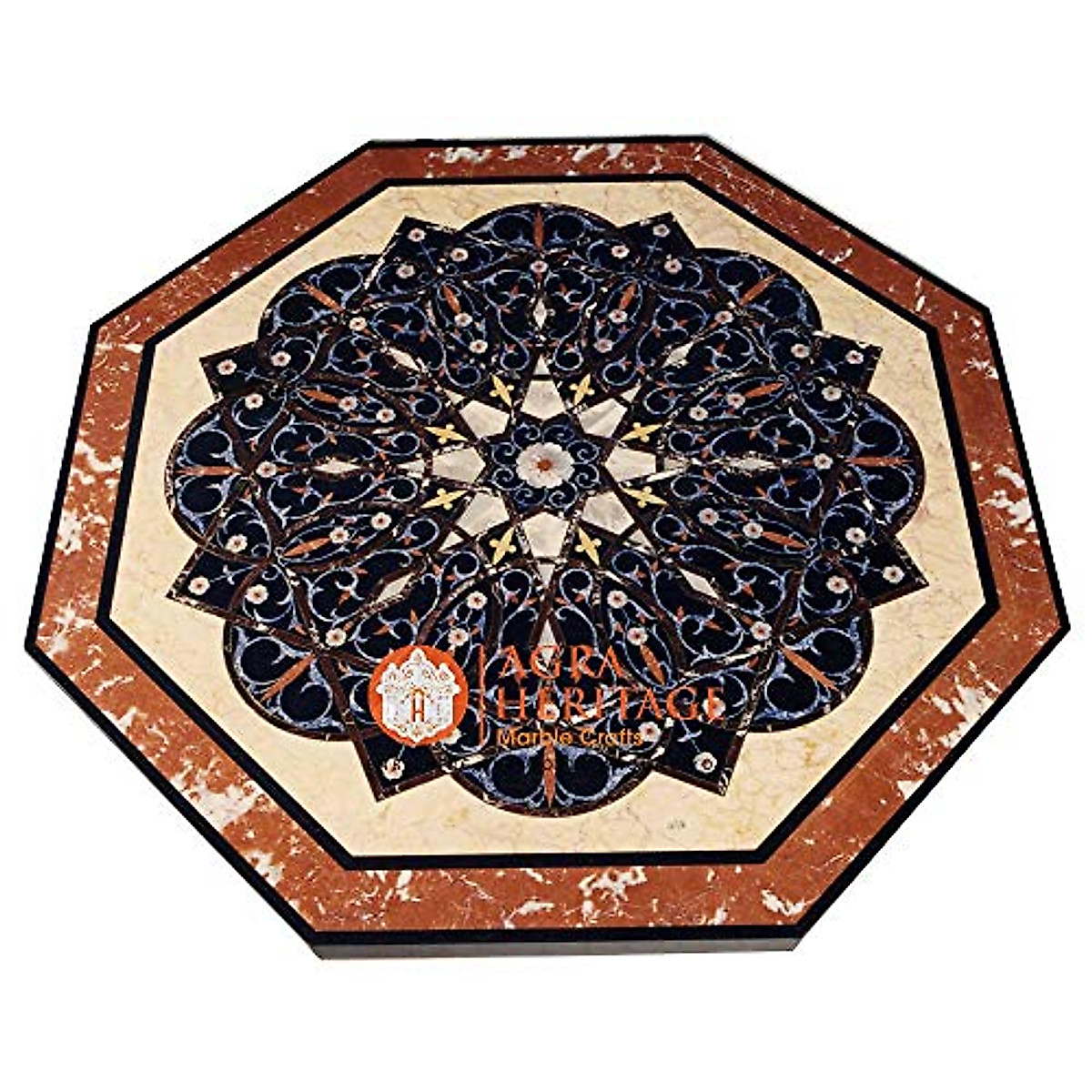 Marble 36" Dining Hallway Table Top Pietra Dura Inlay Design Furniture Decor