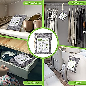 10 Pack Bamboo Charcoal Air Purifying Bags, Activated Charcoal Air Freshener, Nature Fresh Air Purifier Bags, Smell Absorbers for Home, Pet, Closet, Car, Mildew (6x200g, 4x50g) (10)