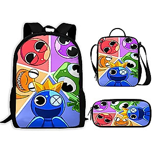 junemater Cartoon Game Kids Backpack Set Anime School Bag 3 Piece Set Sports Casual Backpacks Set For Boys Girl 03