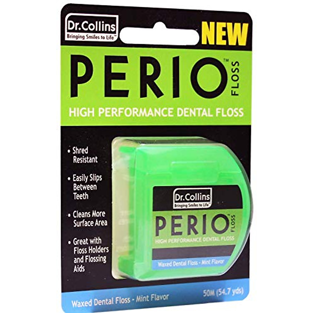 Dr. Collins Perio Floss, Mint Waxed, 50 meter Package