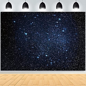 ASOONYUM 7x5ft Starry Night Photo Backdrop Sky Galaxy Star Blue Universe Space Theme Starry Background for Photography Kids Boy 1st Happy Birthday Banner Newborn Baby Shower Photo Studio Booth