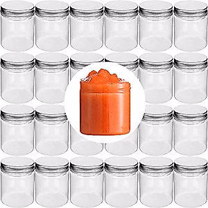 24Pack 6 oz Small Plastic Jars with Lids, Wide Mouth Food Storage Jars, Refillable Empty Containers, Small Storage Containers for Slime, Dried Fruit, Nuts, Honey and Seasoning Storage-BPA Free