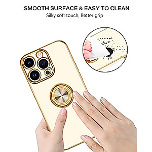 BENTOBEN iPhone 14 Pro Max Case, Slim Lightweight 360° Ring Holder Kickstand Support Car Mount Shockproof Women Men Non-Slip Protective Case for iPhone 14 Pro Max 6.7", White