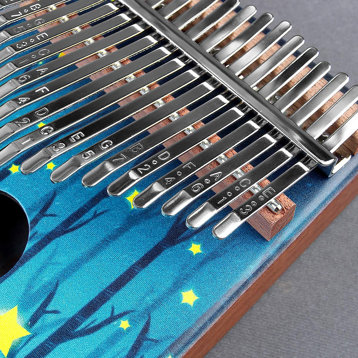 17 Keys Kalimba Thumb Piano Built in EQ Made by Mahogany Acacia with all Accessories Tune Hummer, Finger Piano African Instrument (Blue1)