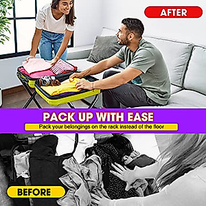 Ulimart Luggage Rack 2Pcs Upgraded Suitcase Stand,Folding Steel Frame,Luggage Rack For Guest Room,Luggage Rack For Suitcases For Bedroom,Easy Assembly Guest Room Essentials